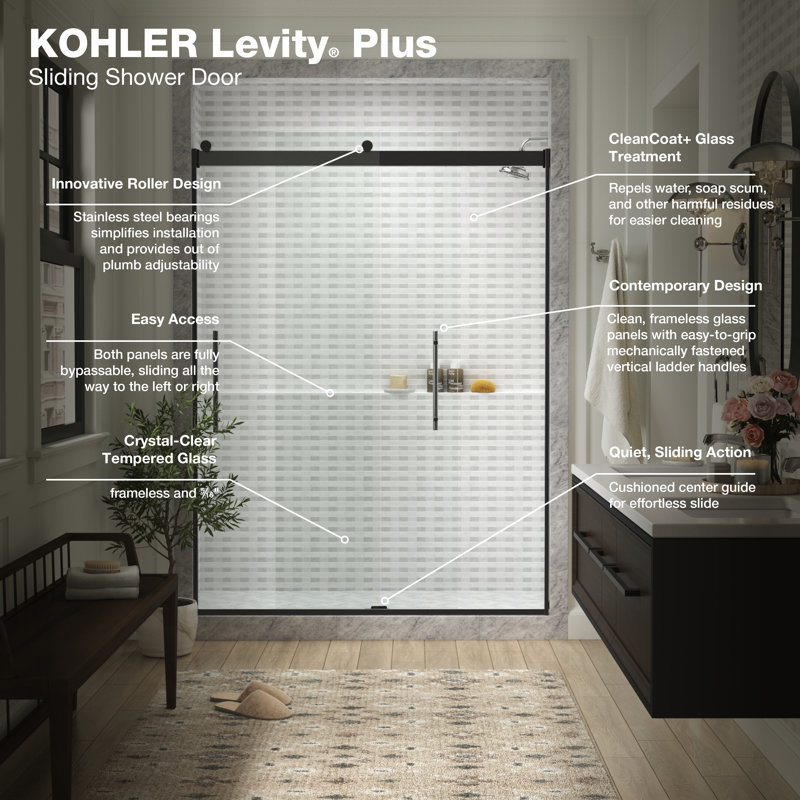 Kohler Levity Plus Frameless Sliding Shower Door 77 9 16 In H X 56 5
